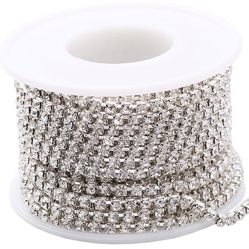 Silver Rhinestone Chain by Yard With Clear Crystal in Silver - Etsy