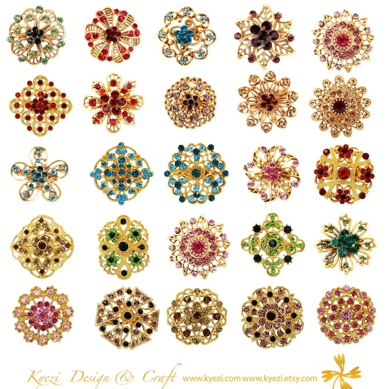 Rhinestone Brooches - Etsy
