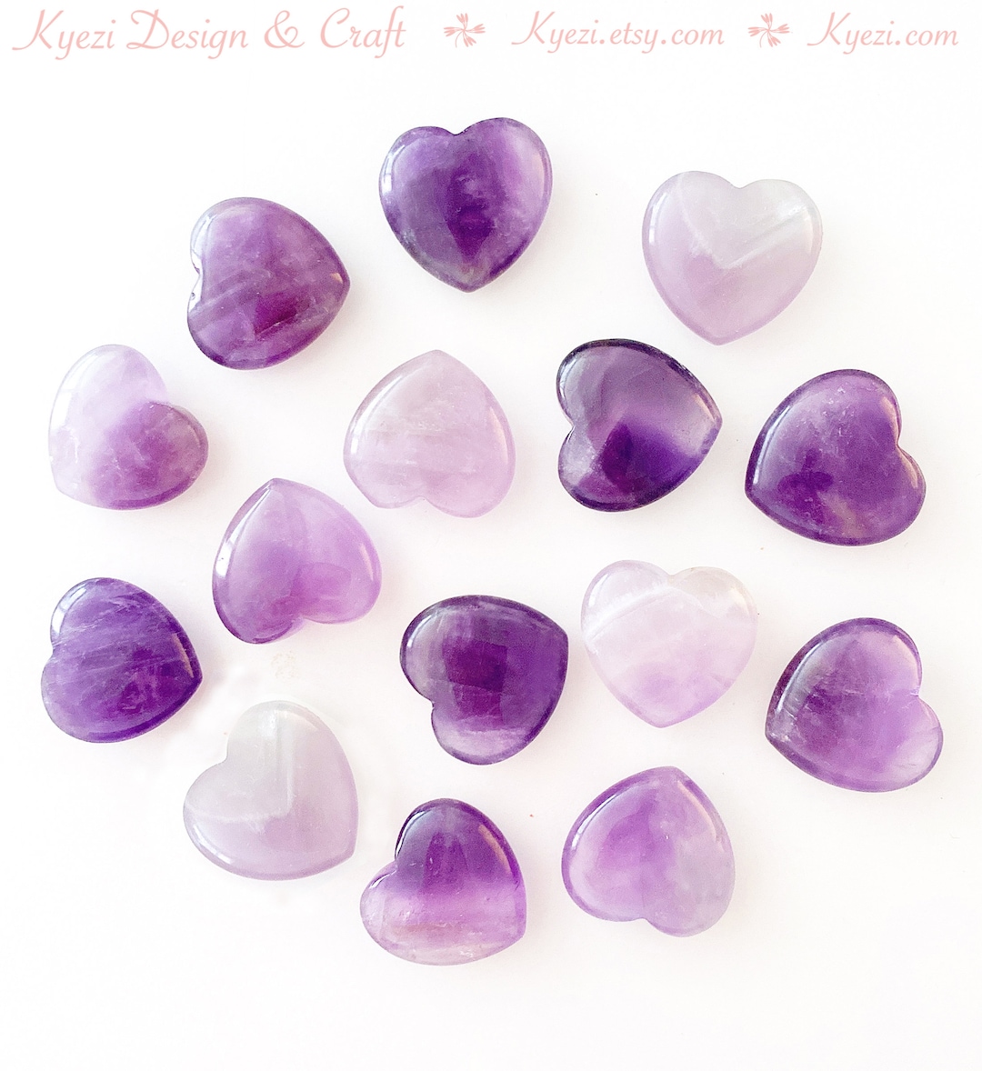 Amethyst Puffy Purple Natural Gemstone Heart Shaped Charm Pendant ...