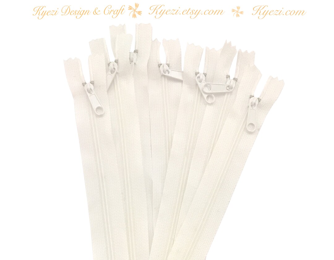 1 to 10 Pcs 10 Inch off White Long Pull Nylon Zippers, Handbag Purse ...