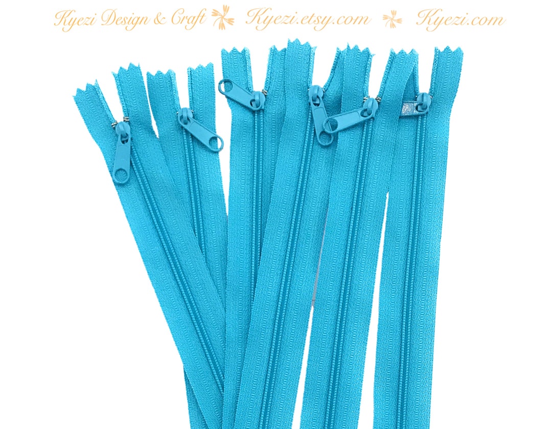 1 to 10 Pcs 24 Inch Turquoise Long Pull Nylon Zippers, Handbag Purse ...