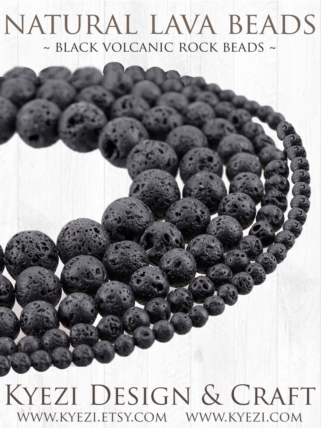 Natural Lava Beads, Black Volcanic Rock Beads - 4mm, 6mm, 8mm, 10mm ...