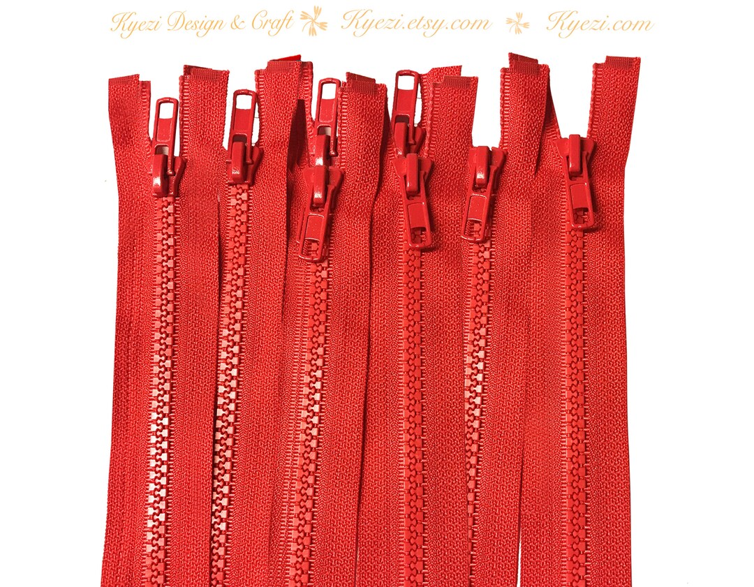 24 Inch Red Chunky Teeth Molded Plastic Separating Sports Zippers ...