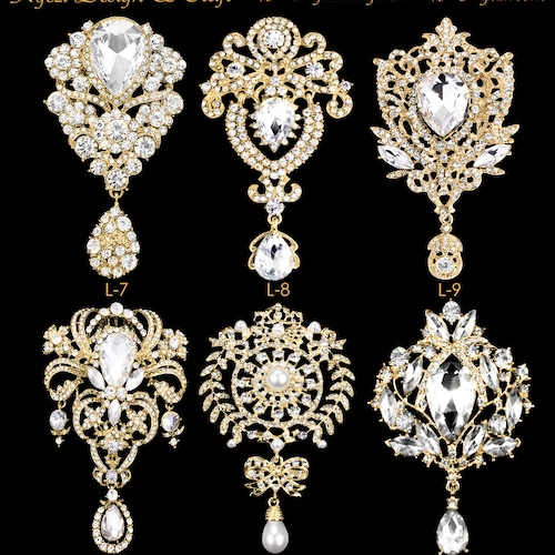 Extra Large Gold Crystal High Quality Rhinestone Drop Brooch - Etsy