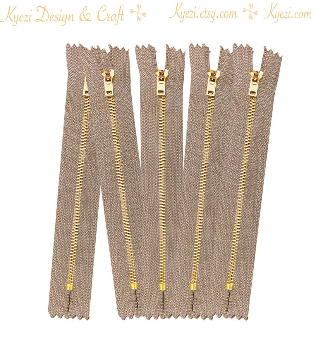 1 5 10 Pcs 11 Inch Natural Beige Tape Jeans Zippers #5 Brass Teeth ...