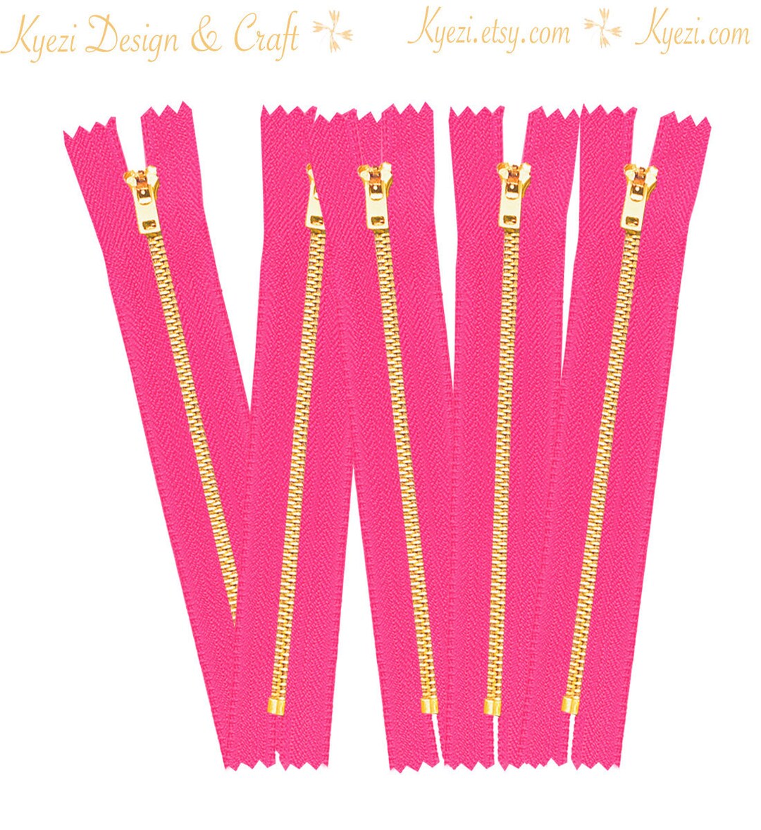 1 5 10 Pcs 11 Inch Hot Pink Tape Jeans Zippers #5 Brass Teeth Closed ...