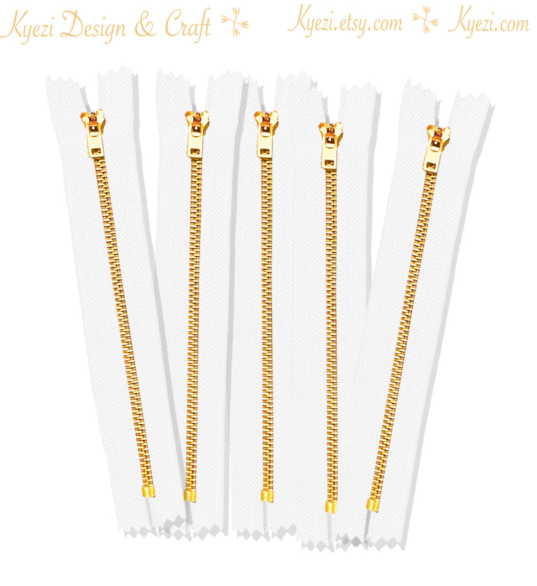 1 5 10 Pcs 11 Inch White Tape Jeans Zippers #5 Brass Teeth Closed ...