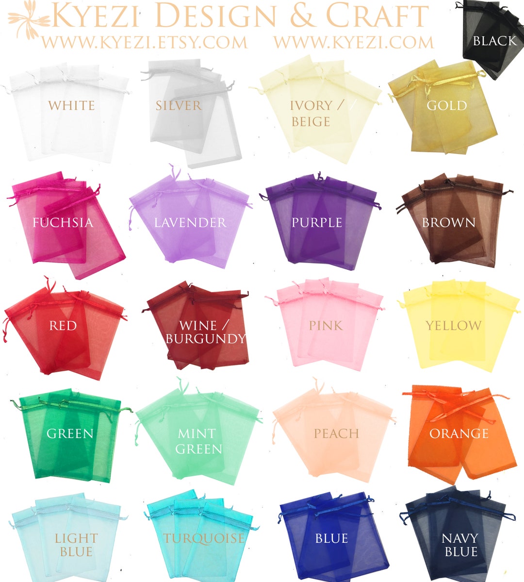 2"x3" Sheer Drawstring Organza Bags Jewelry Pouches Wedding Party Favor ...