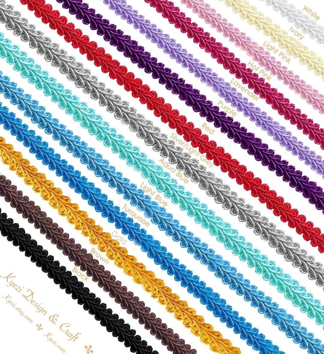1/2 Inch Gimp Trim, Gimp Braided Trim, Gimp Cord, Braided Cord, Gimp ...