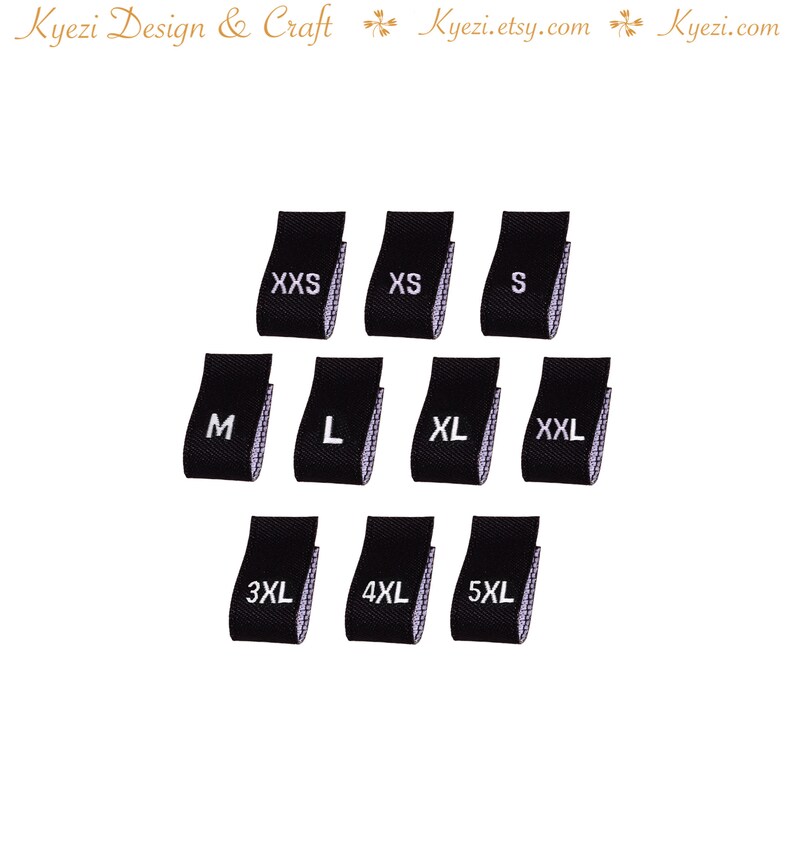 Black / White Woven Size Label Tabs Xxs Xs S M L Xl Xxl 3xl - Etsy