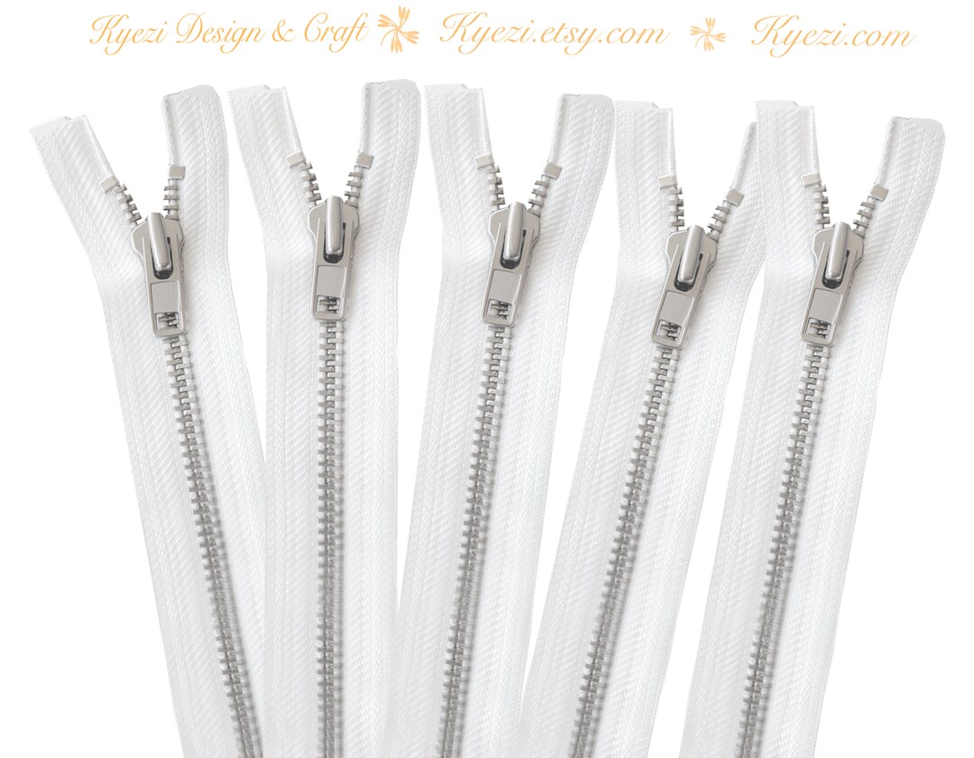 16 Inch White Silver Separating Jacket Zipper, Gauge 5 Sale Wholesale ...