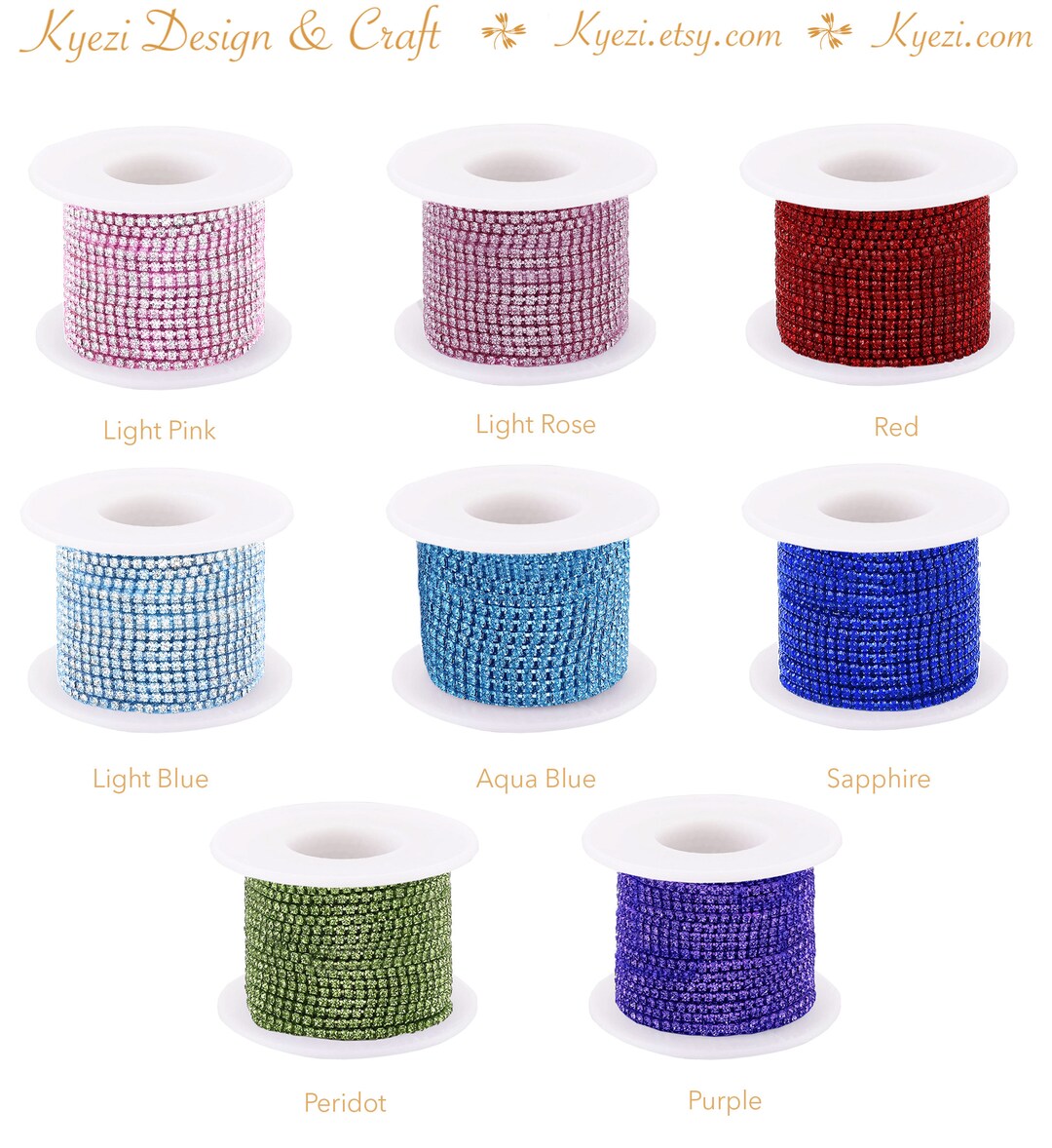 2mm Rhinestone Chain by Yard With High Quality Glass Crystals, Colorful ...