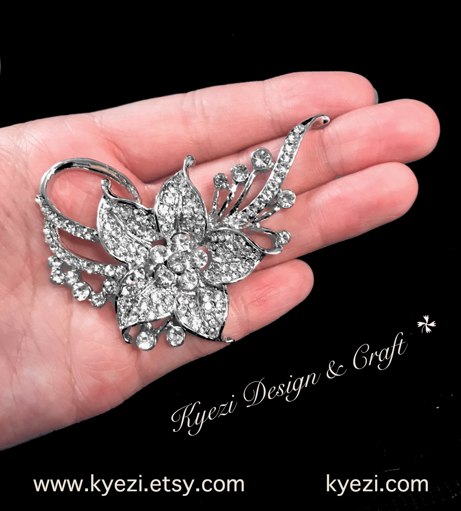 Silver High Quality Crystal Rhinestone Embellishment Broach - Etsy