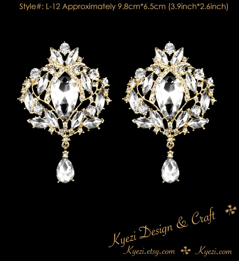 Extra Large Gold Crystal High Quality Rhinestone Drop Brooch | Etsy