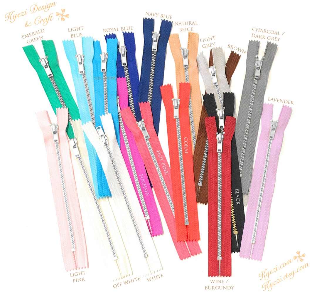 3 5 10 Pcs 3 Inch Silver Metal Teeth Zippers - Pink Blue Brown Burgundy ...