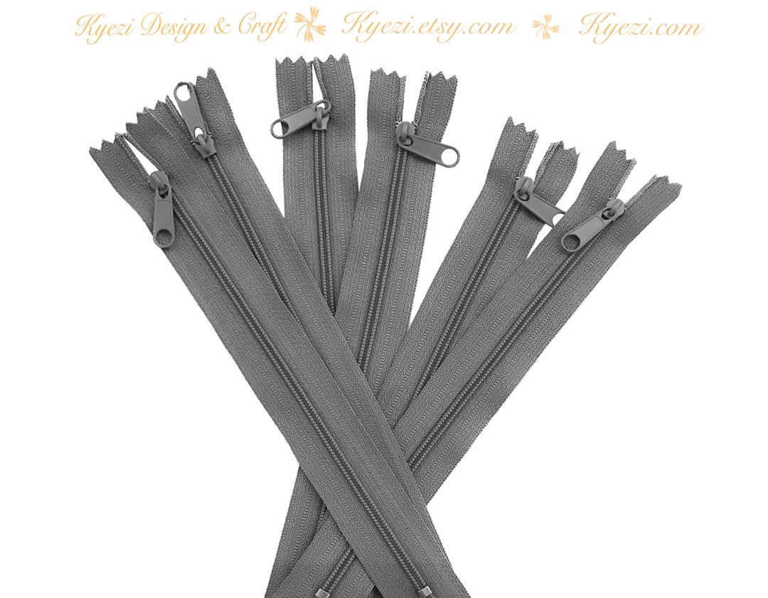 1 to 10 Pcs 14 Inch Charcoal Long Pull Nylon Zippers, Handbag Purse ...