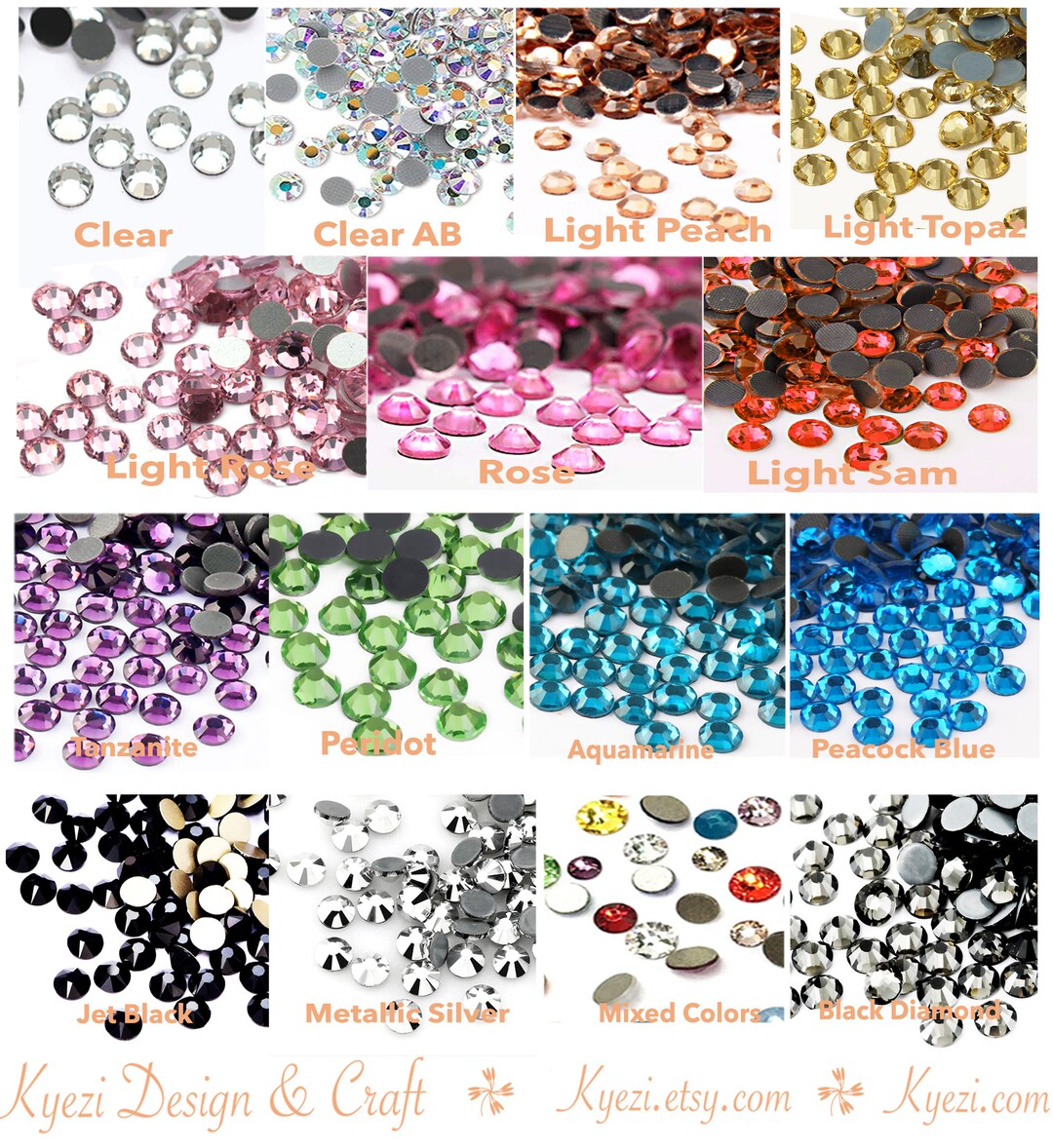 1440 Pcs Ss10/3mm Stick on Crystal Rhinestone Iron on Hotfix Hot Fix ...