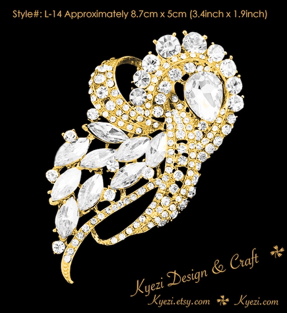 Extra Large Gold Crystal High Quality Rhinestone Brooch Silver - Etsy