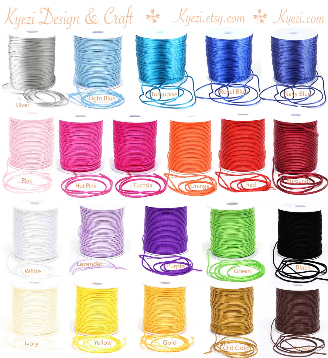 1mm Nylon SATIN Cord Rattail DIY Silk Chinese Knot Shamballa Rattail ...