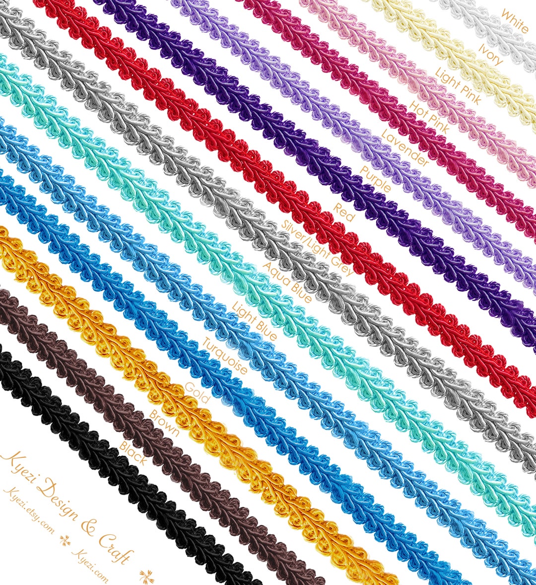 1/2 Inch Gimp Trim, Gimp Braided Trim, Gimp Cord, Braided Cord, Gimp ...