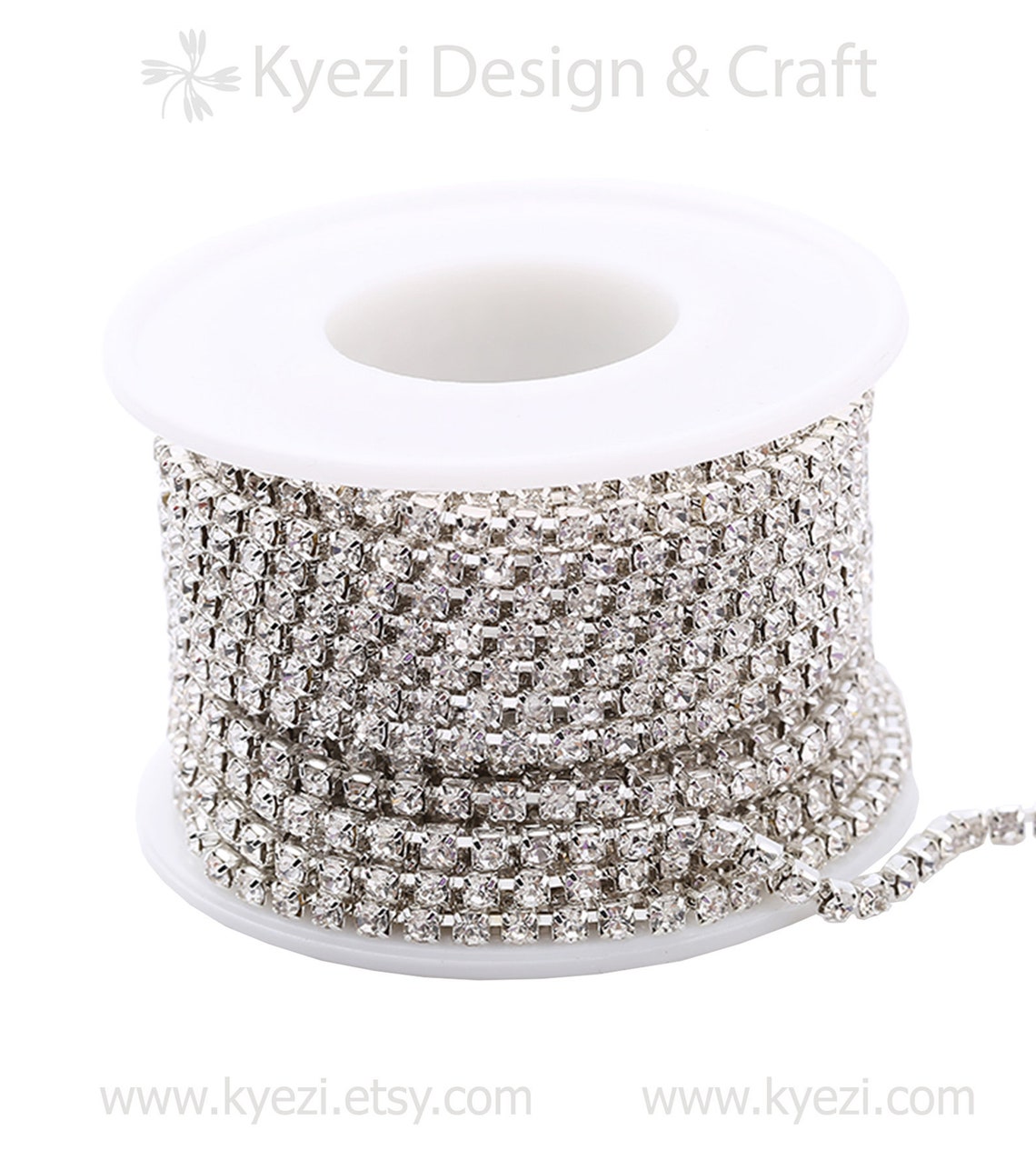 Silver Rhinestone Chain by Yard With Clear Crystal in Silver - Etsy