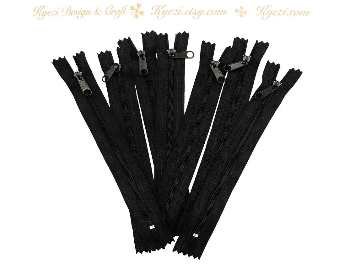 1 to 10 Pcs 7 Inch Black Long Pull Nylon Zippers, Handbag Purse Pull ...