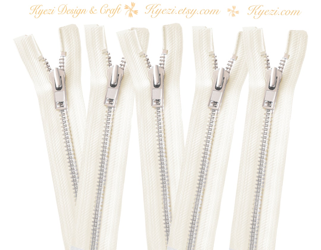 20 Inch Ivory Silver Separating Jacket Zipper, Gauge 5 Sale Wholesale ...