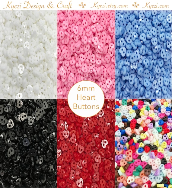 1/4 6mm Heart Buttons Mini Heart Buttons Small Sewing | Etsy