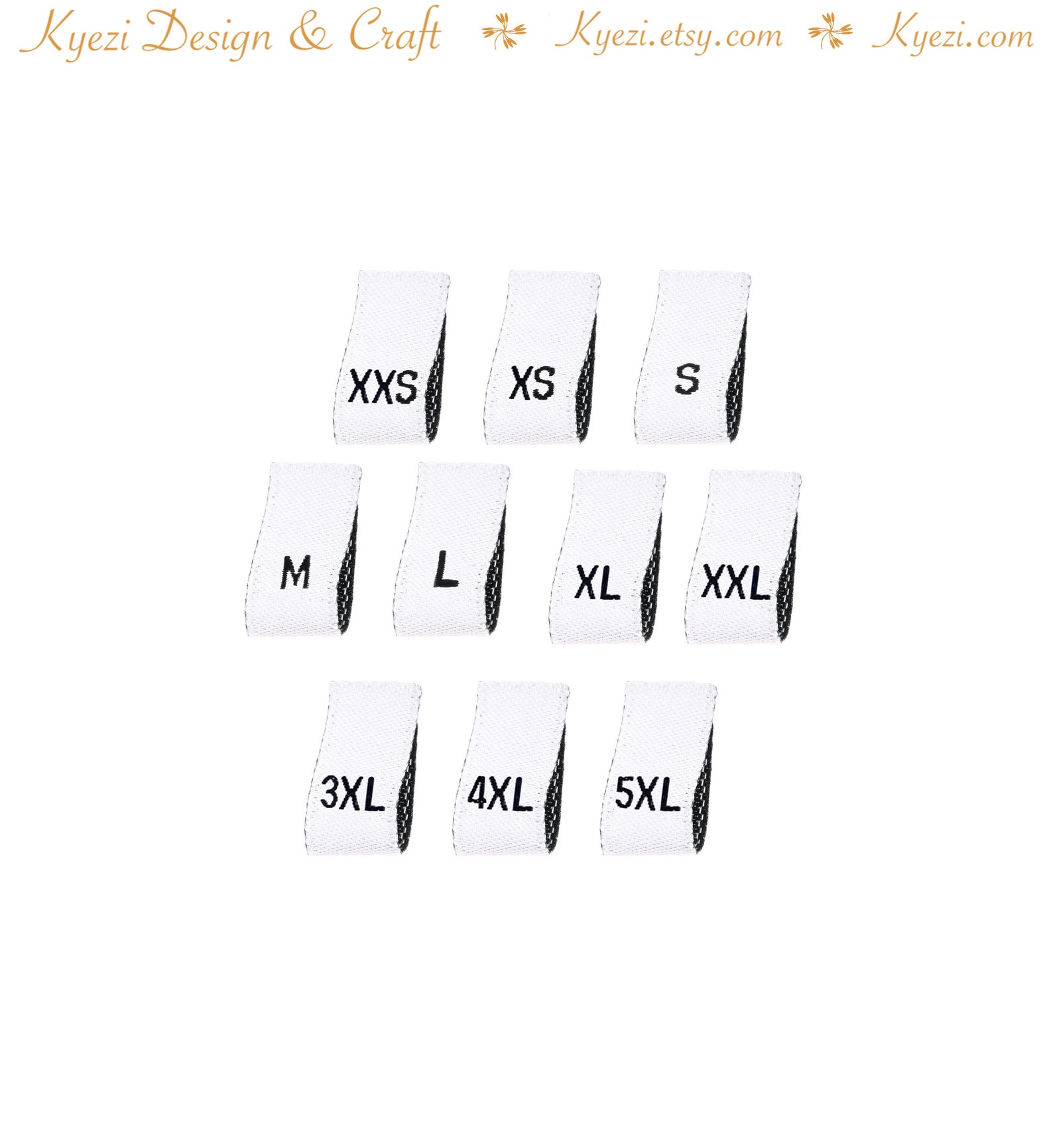 Black / White Woven Size Label Tabs Xxs Xs S M L Xl Xxl 3xl - Etsy