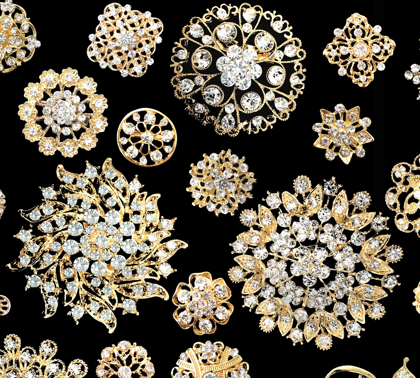32 Pcs Assorted Gold Crystal Color High Quality Crystal Brooch - Etsy