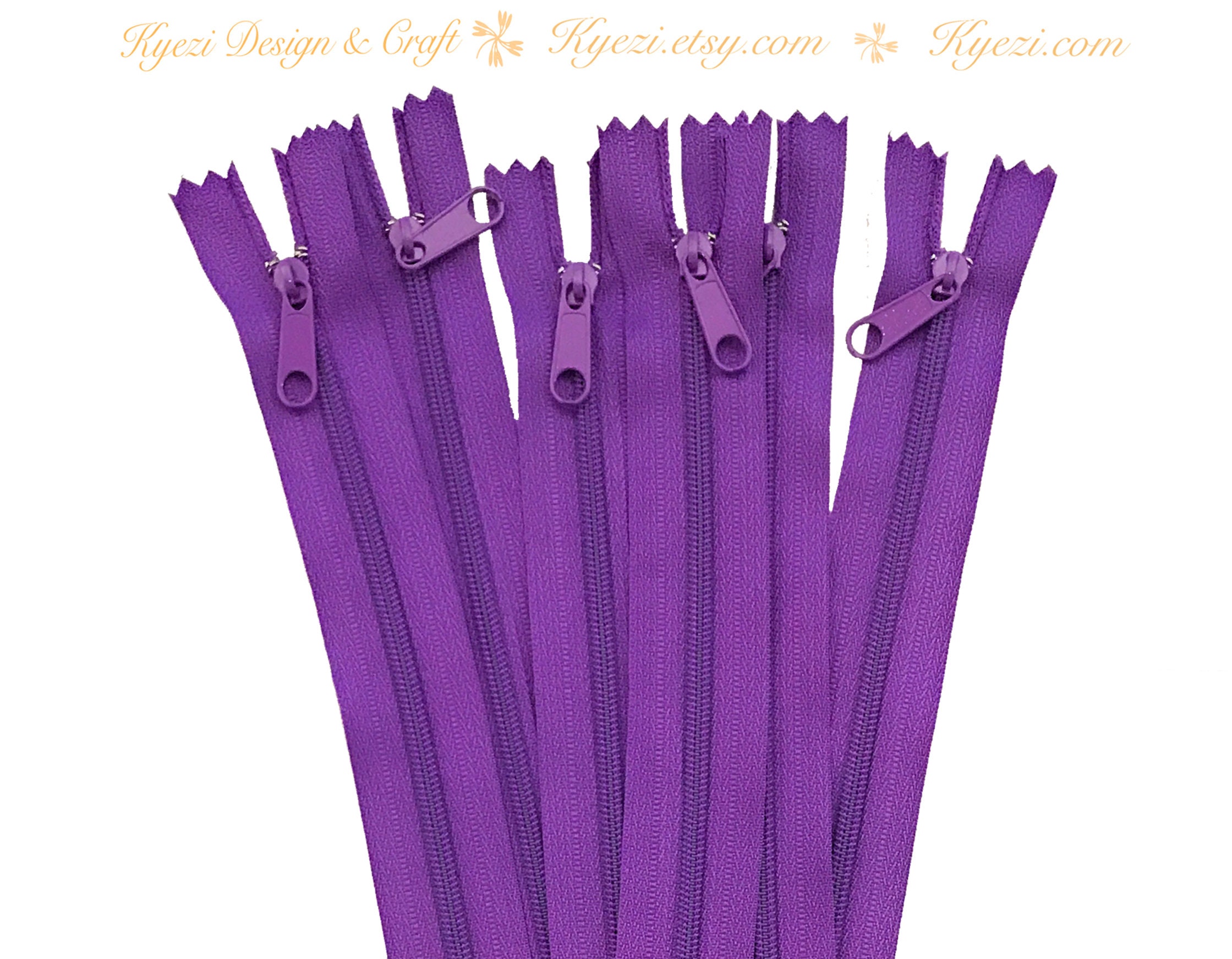1 to 10 Pcs 18 Inch Purple Long Pull Nylon Zippers, Handbag Purse Pull ...