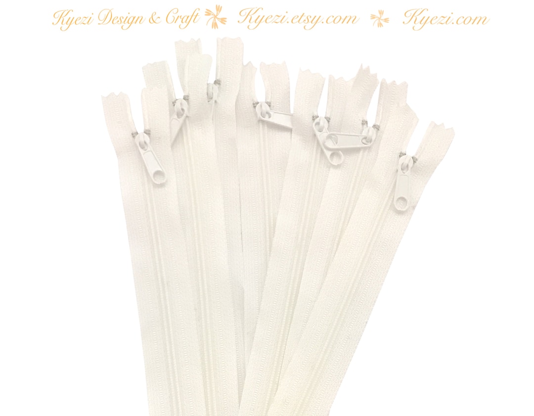 1 to 10 Pcs 16 Inch off White Long Pull Nylon Zippers, Handbag Purse ...