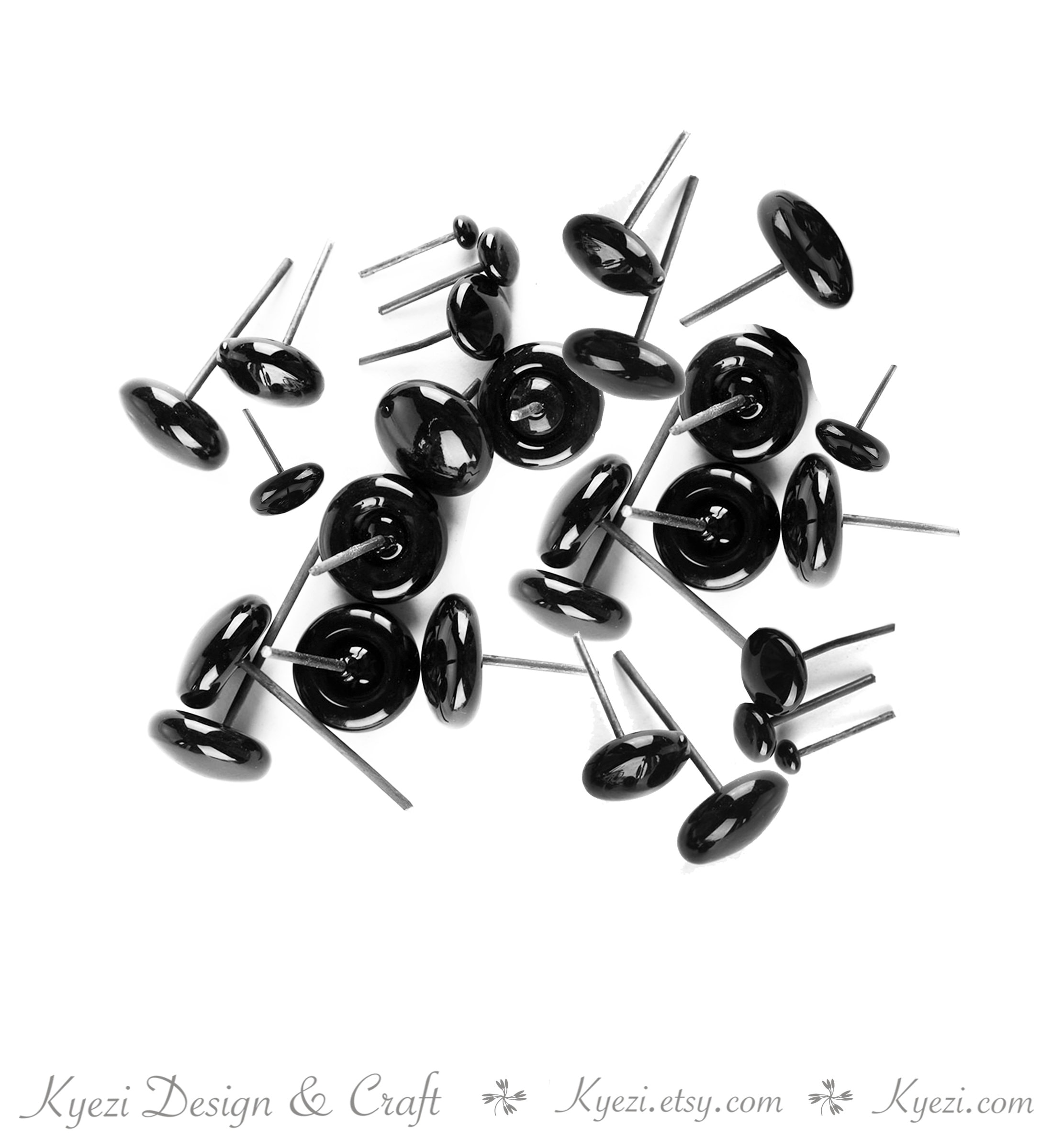 3mm 4mm 5mm 6mm 8mm Black Glass Eyes on Wire Pins - Needle Felting ...