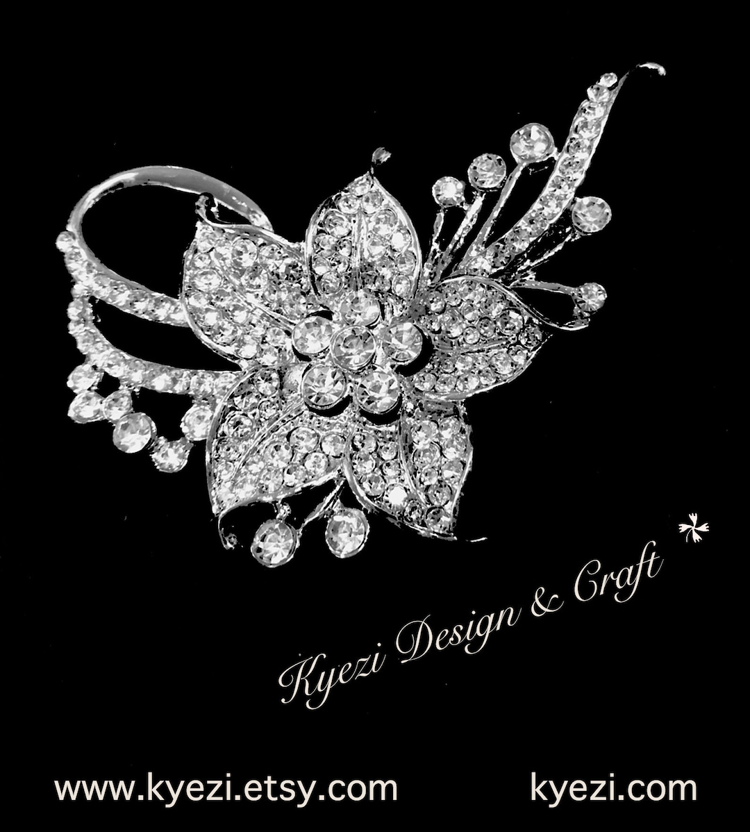 Silver High Quality Crystal Rhinestone Embellishment Broach Pin ...