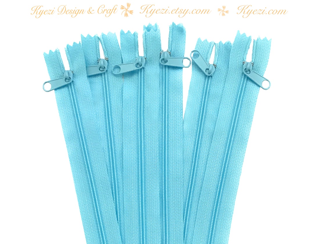 1 to 10 Pcs 7 Inch Light Blue Long Pull Nylon Zippers, Handbag Purse ...