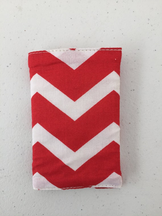 Red and off White Chevron Mini Wallet Credit Card Wallet ID | Etsy