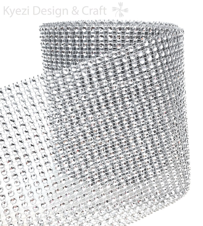 4.75" X 1 3 5 Yards Rhinestone Diamond Mesh Wrap, 24 Row Sparkle ...