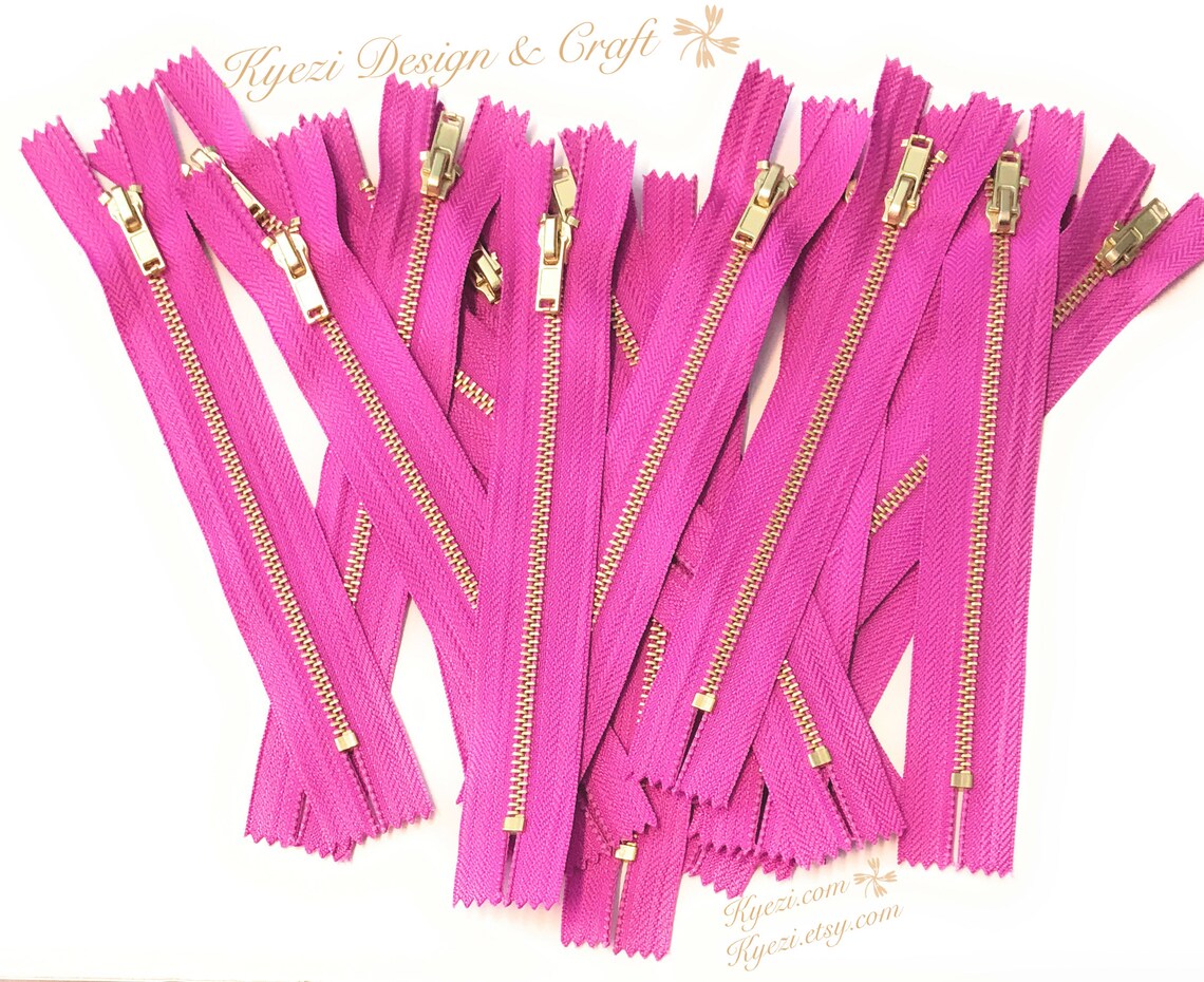 3 to 50 Pcs 6 Inch Brass Metal Teeth Zippers - Pink Blue Brown Burgundy ...
