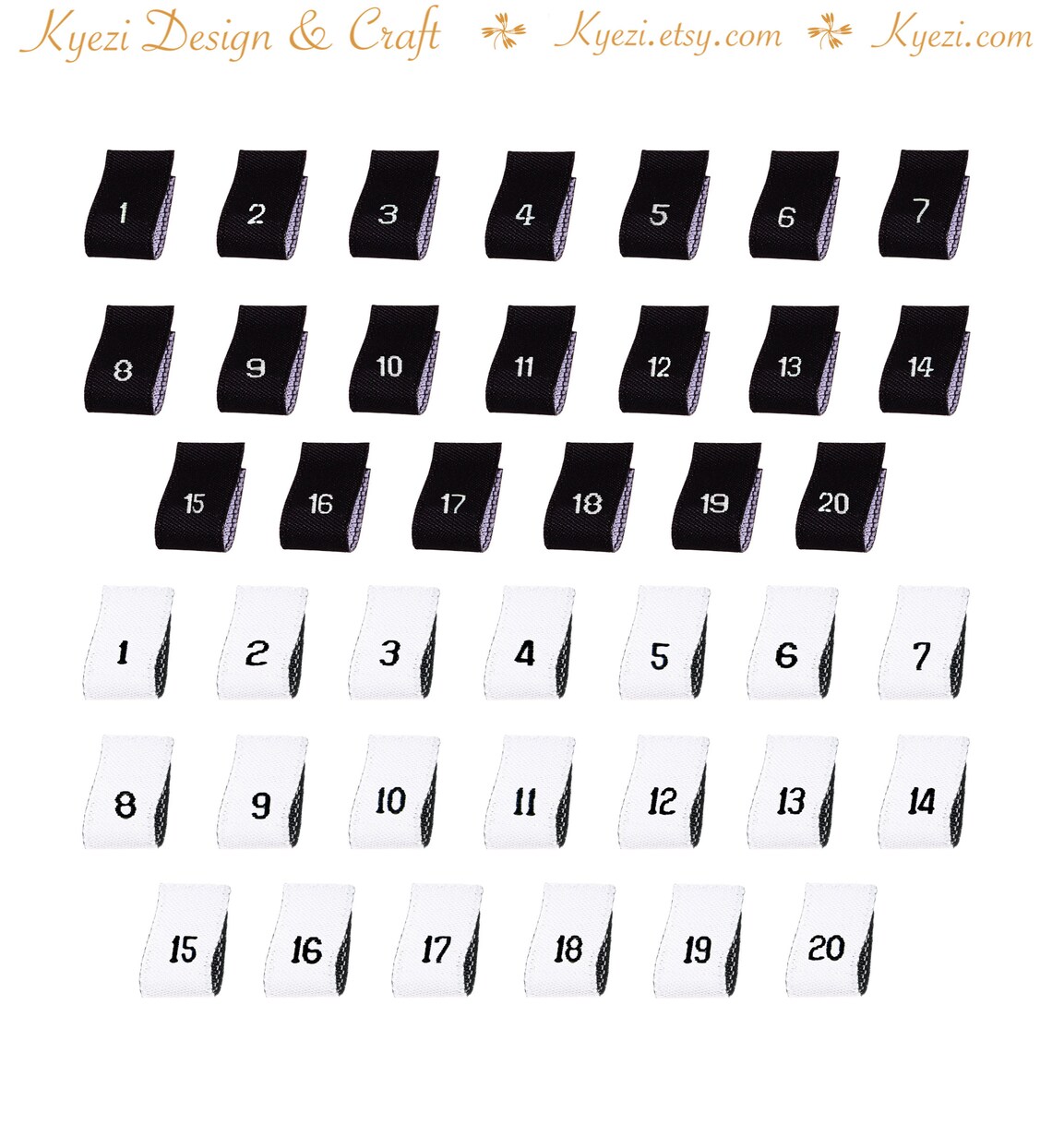 Black / White Woven Size Label Tabs Womens Woven Labels Cut | Etsy