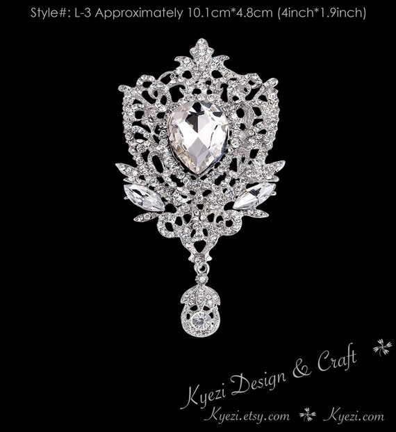 Extra Large Silver Crystal High Quality Rhinestone Drop Brooch - Etsy