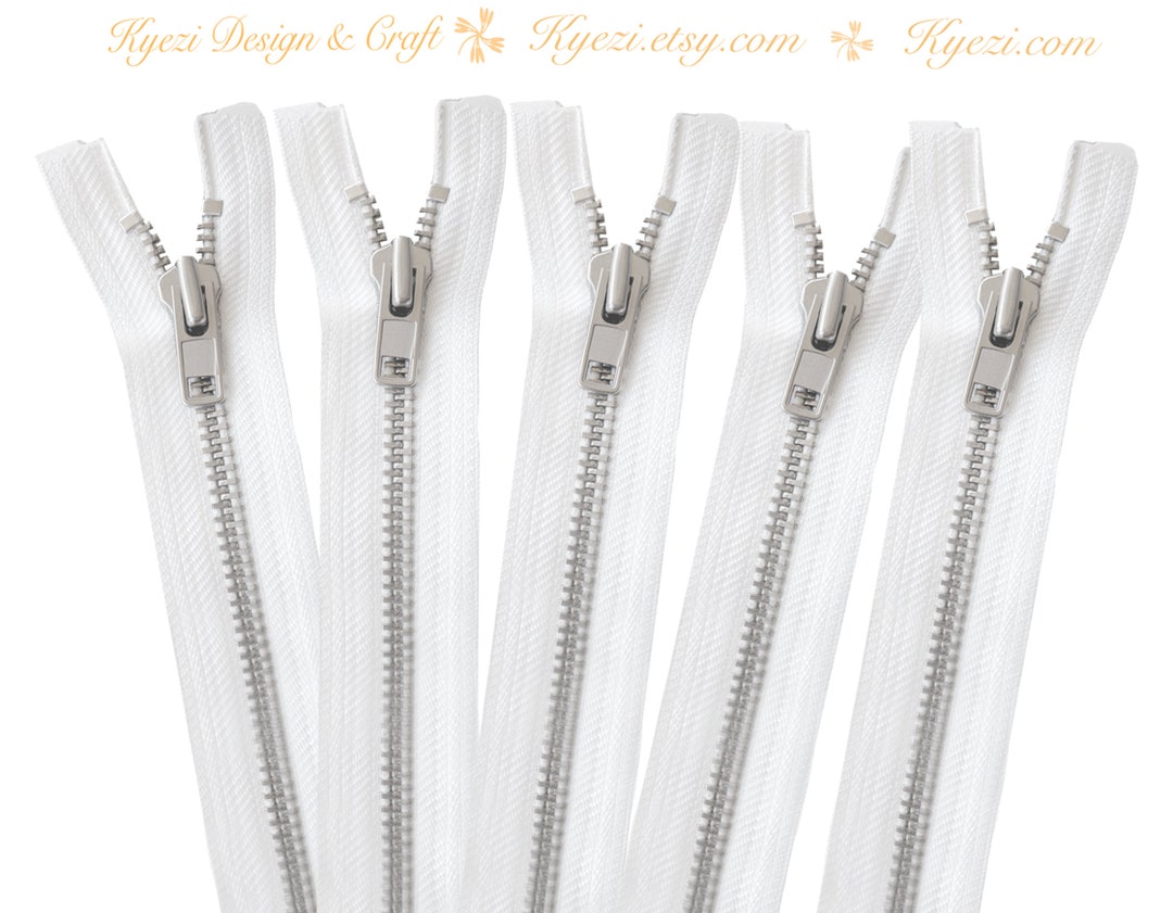 28 Inch White Silver Separating Jacket Zipper, Gauge 5 Sale Wholesale ...