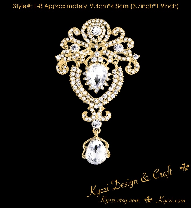 Extra Large Gold Crystal High Quality Rhinestone Drop Brooch - Etsy