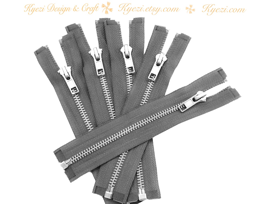 34 Inch Charcoal / Dark Grey Silver Separating Jacket Zipper, Gauge 5 ...