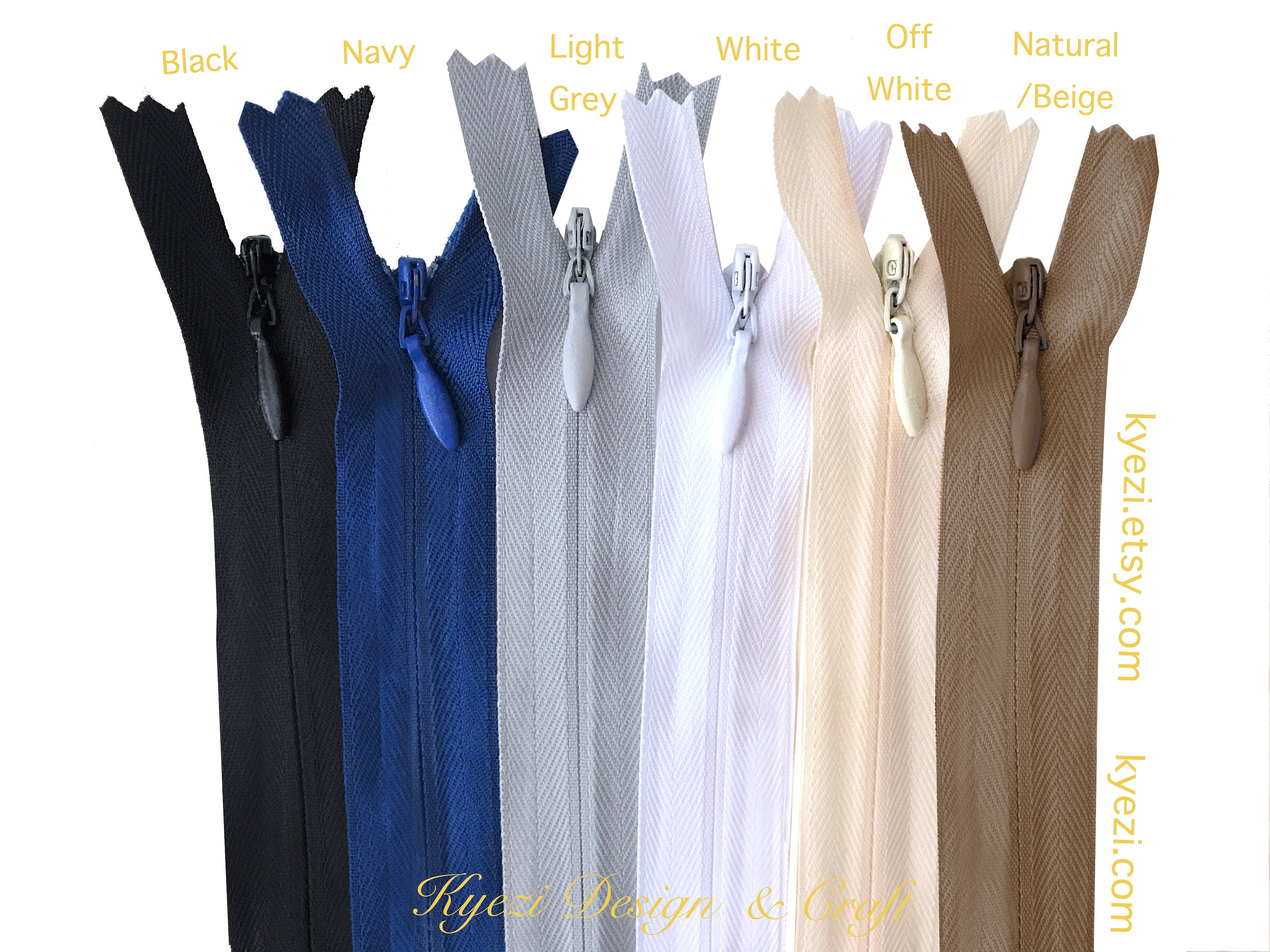 5 10 15 Pcs 22 Inch Invisible Zippers Black Navy Light Grey White off ...