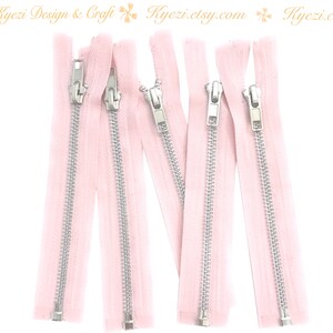 7 Inch Light Pink Silver Separating Jacket Zipper, Gauge 5 Sale ...