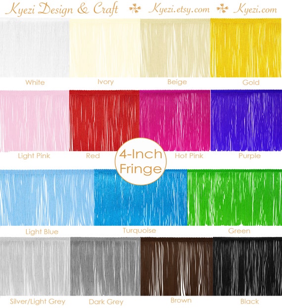 4 Inch Fringe Trims by the Yard Black White Pink Blue Grey - Etsy