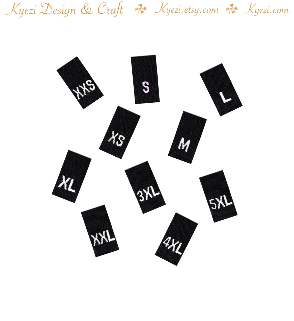 Black / White Woven Size Label Tabs Xxs Xs S M L Xl Xxl 3xl - Etsy