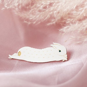 Rabbit Brooch Cheek to Cheek Handmade Handpainted Wood Jewelry Easter ...