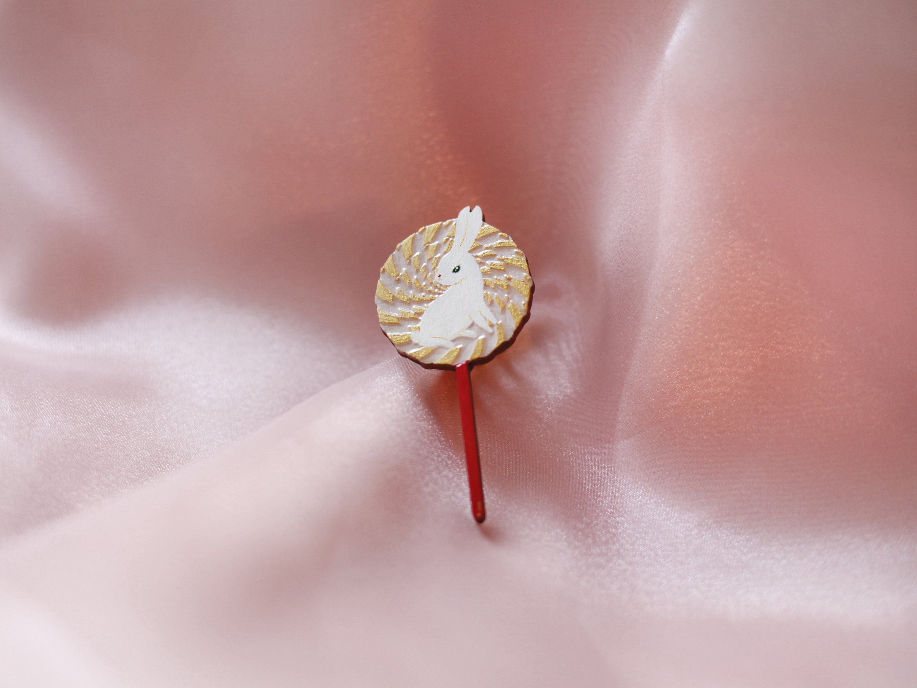 Rabbit Brooch Candycane Lolly Bun Handmade Handpainted | Etsy