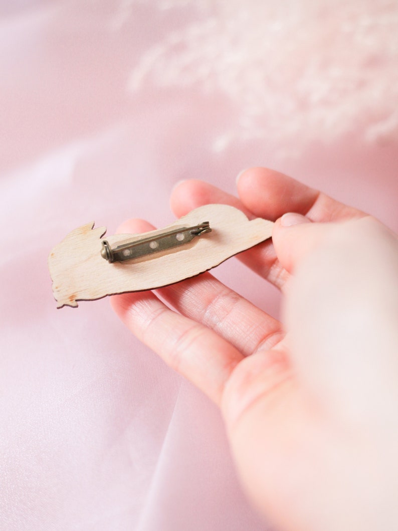 Rabbit Brooch Cheek to Cheek Handmade Handpainted Wood - Etsy